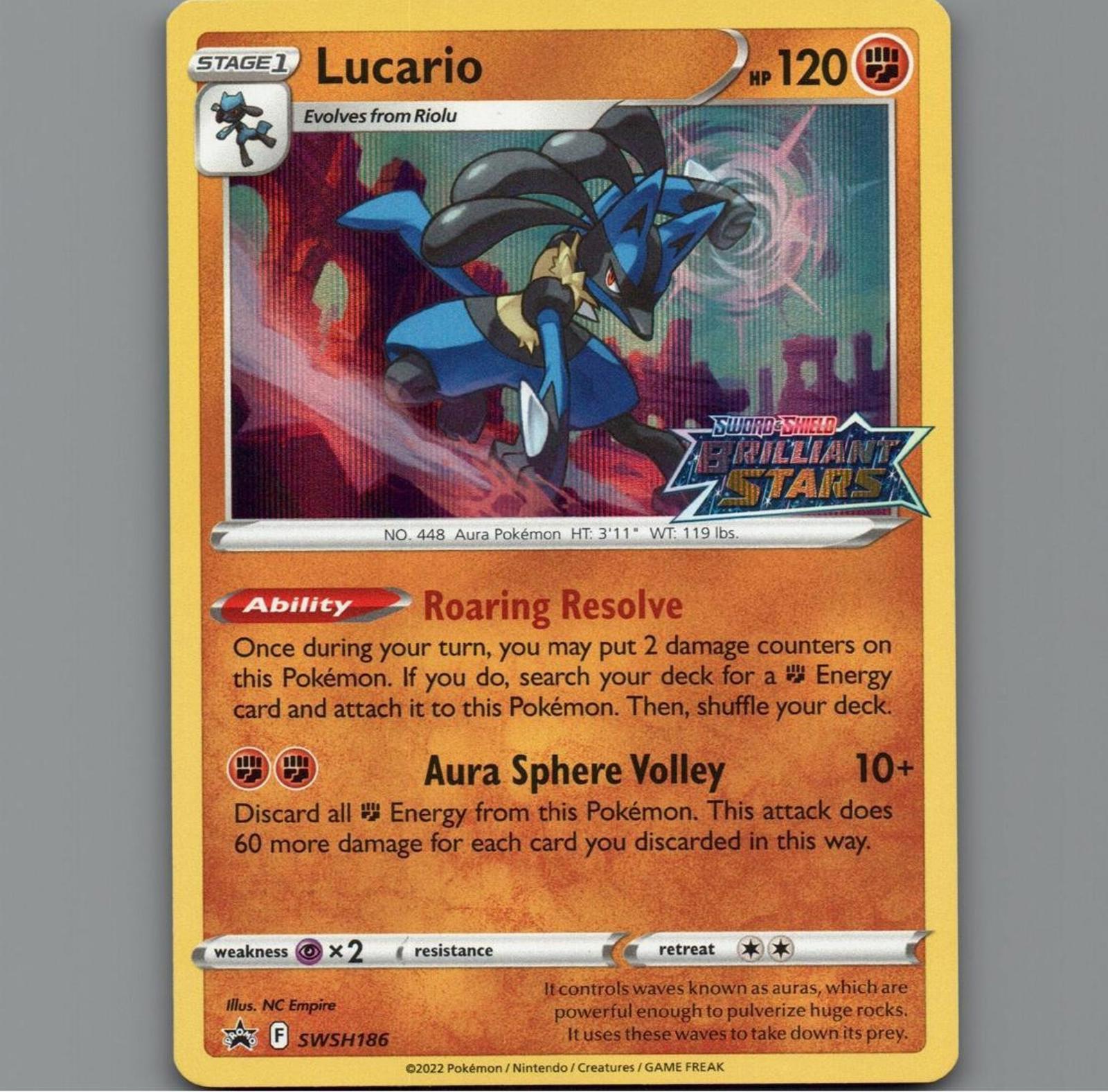 Pokemon TCG Lucario SWSH186 - Brilliant Stars - MINT – Evolution Cards TCG